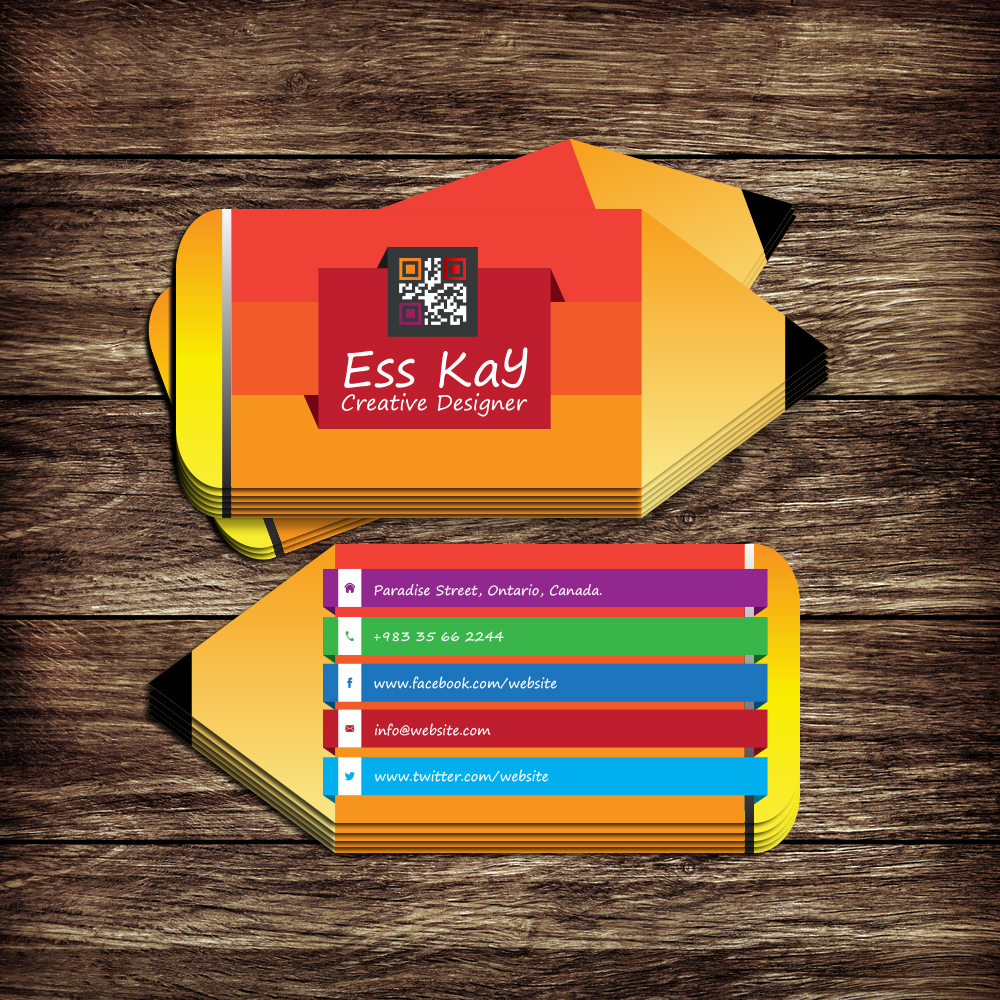 Die-Cut-Designer-Business-Card-With-QR-Code